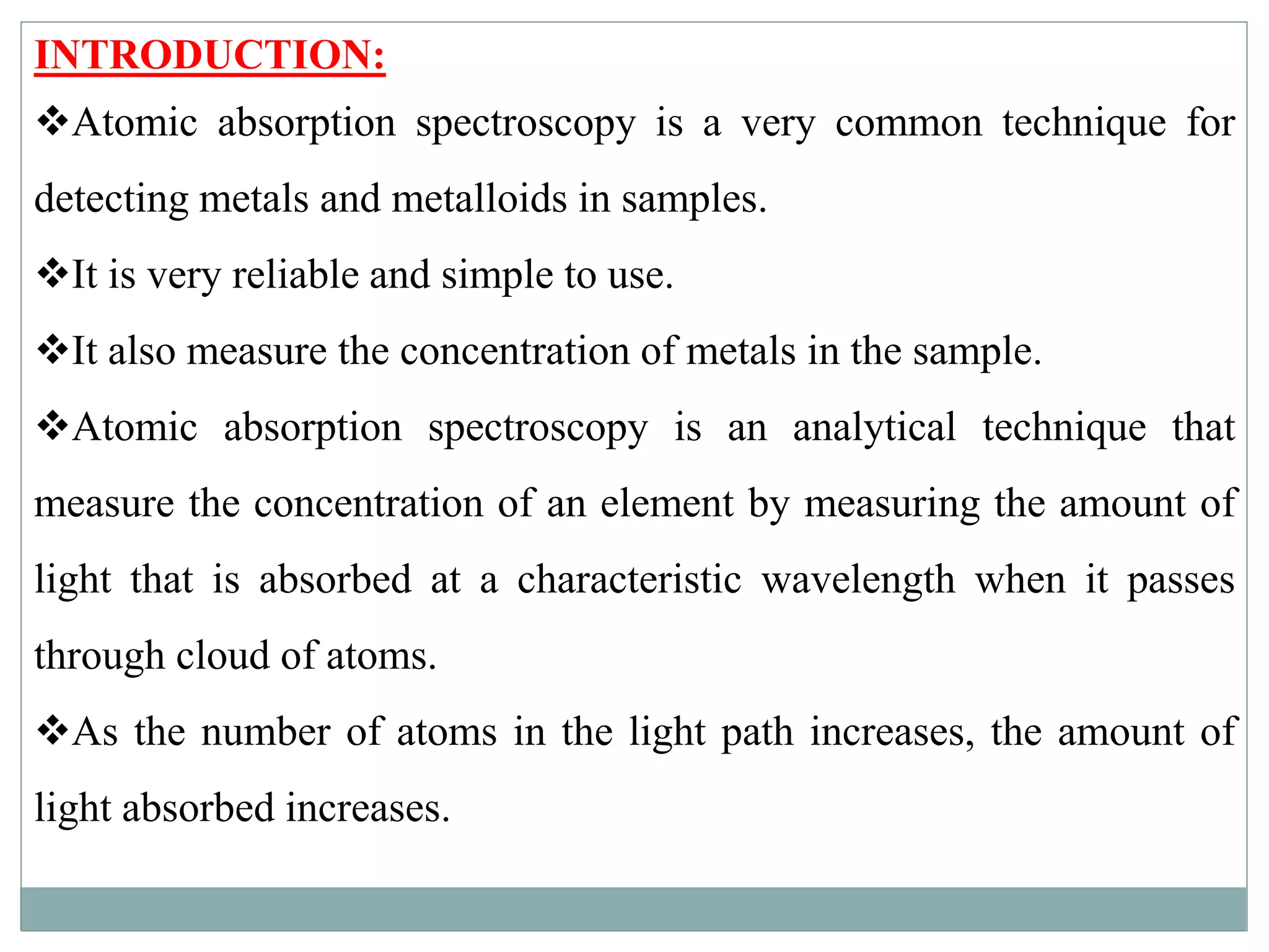 atomic absorption spectroscopy | PPTX