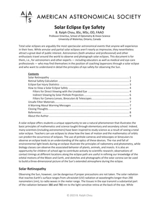 AAS-Chou-Tech-Report-Solar-Eclipse-Eye-Safety-2023 | PDF