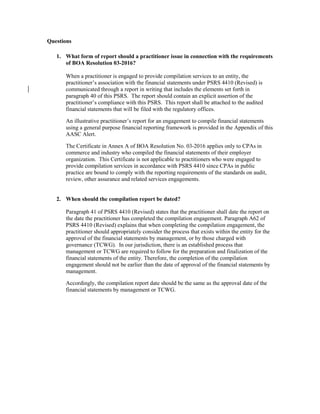 Aasc alert qa on compilation reports required by boa resolution 3-2016 | PDF