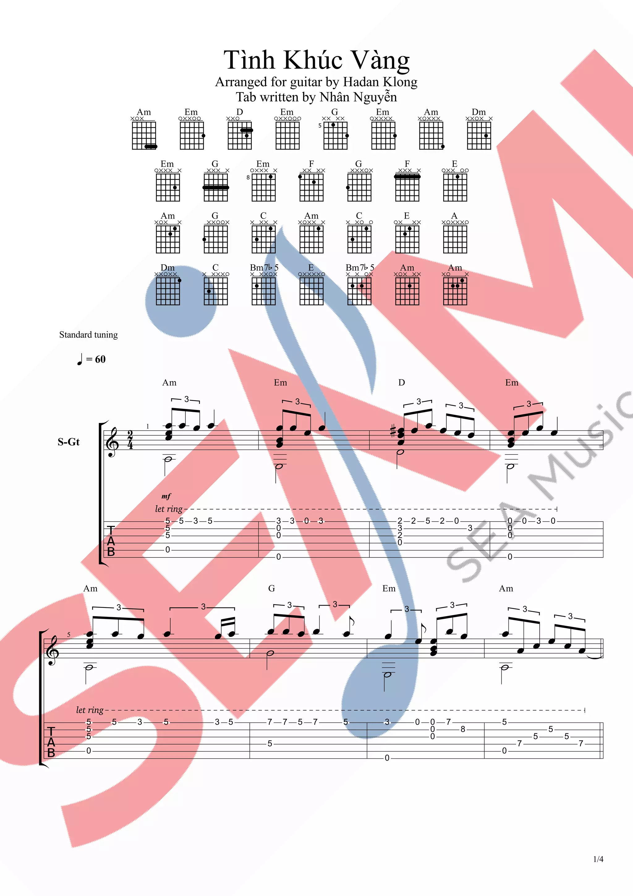 Sheet - Tab Tình khúc vàng | PDF