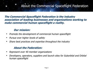 Commercial Spaceflight Federation | PPT