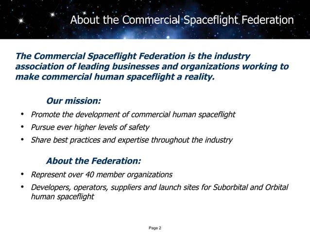 Commercial Spaceflight Federation | PPT