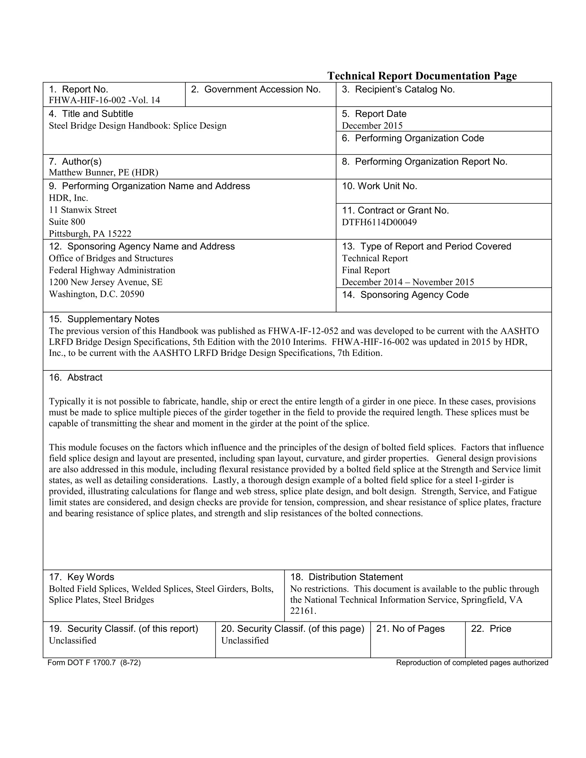 FHWA Steel Bridge Design Handbook Volume 14 | PDF