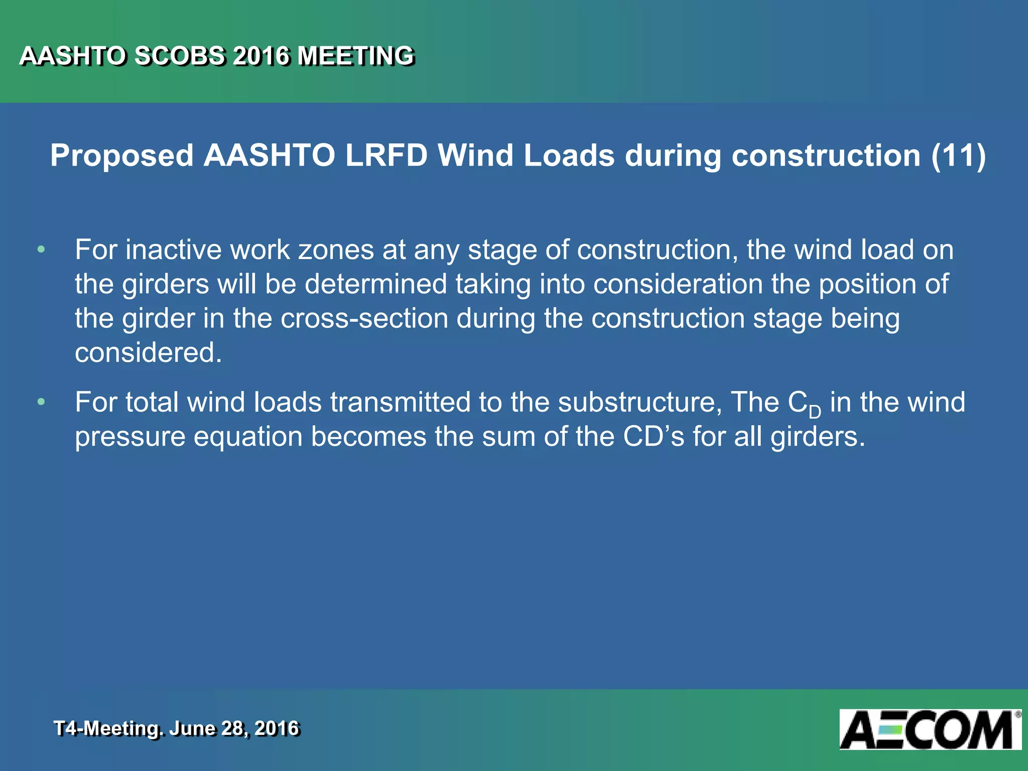AASHTO T-4 Proposed Guide Specifications for Wind Loads on Bridges ...