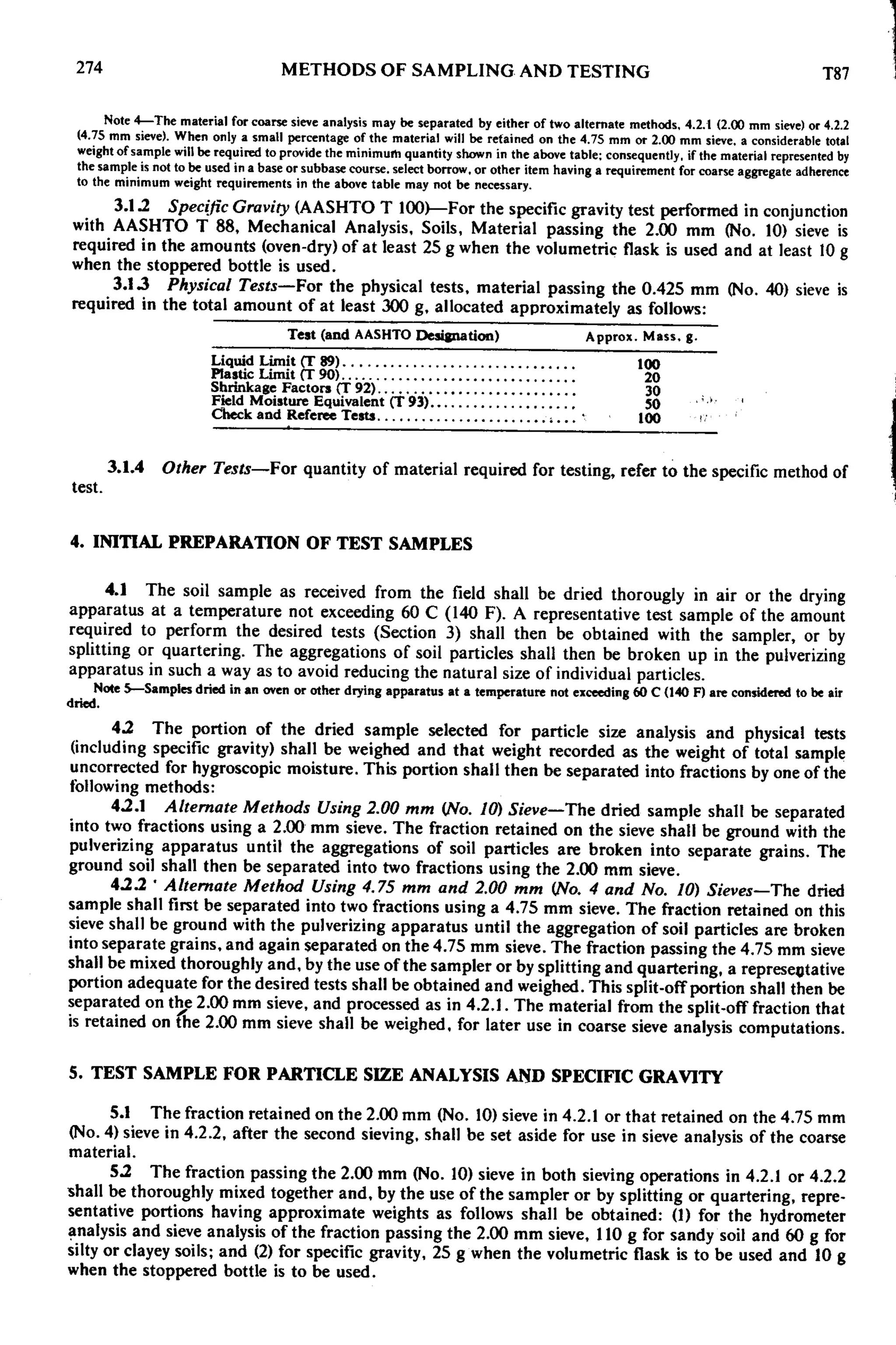 Aashto t 87 80 | PDF