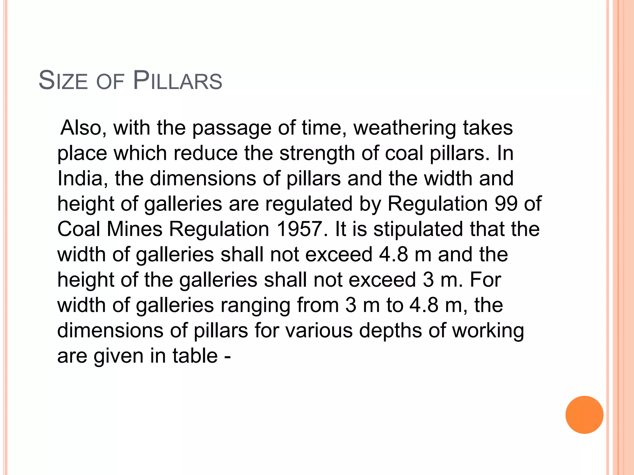 Design of Bord and Pillar method in coal mines | PPTX