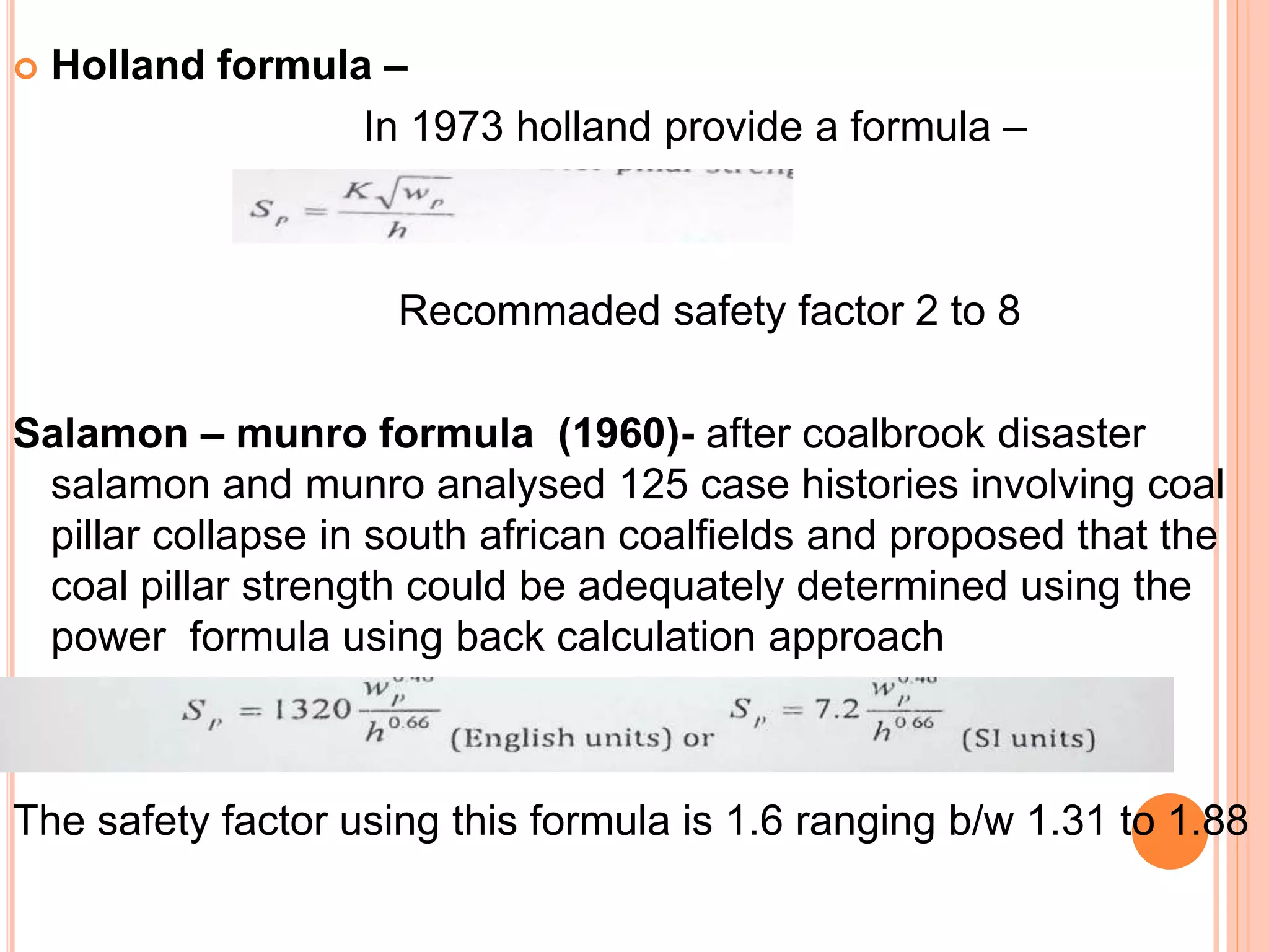 Design of Bord and Pillar method in coal mines | PPTX