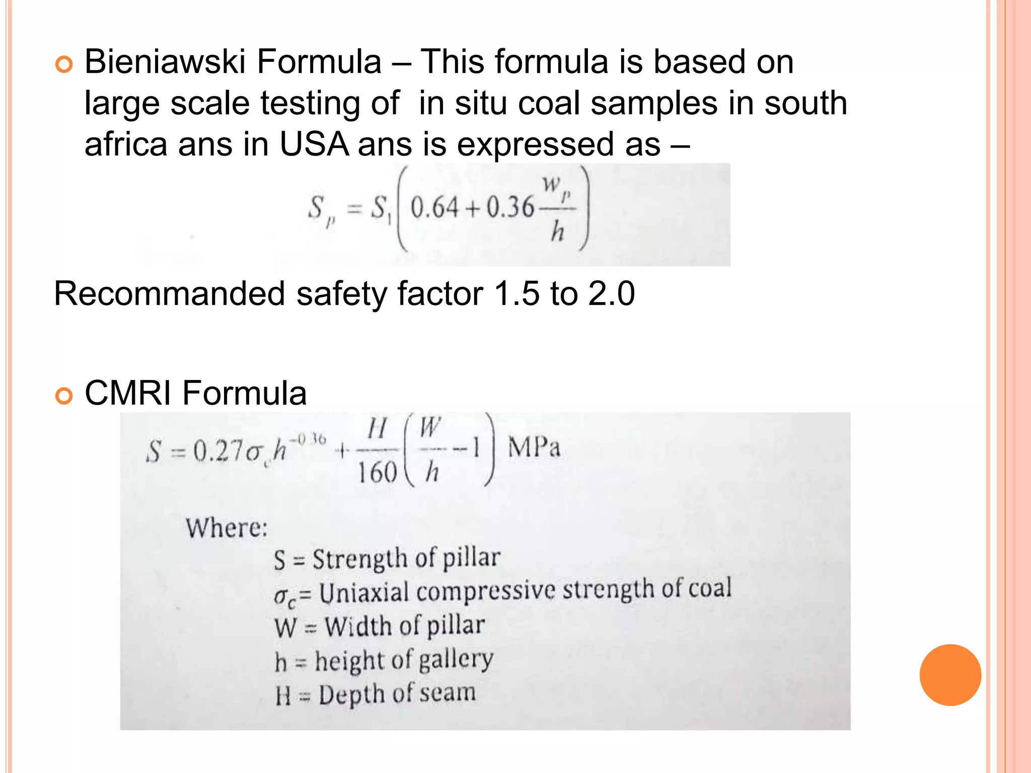 Design of Bord and Pillar method in coal mines | PPTX