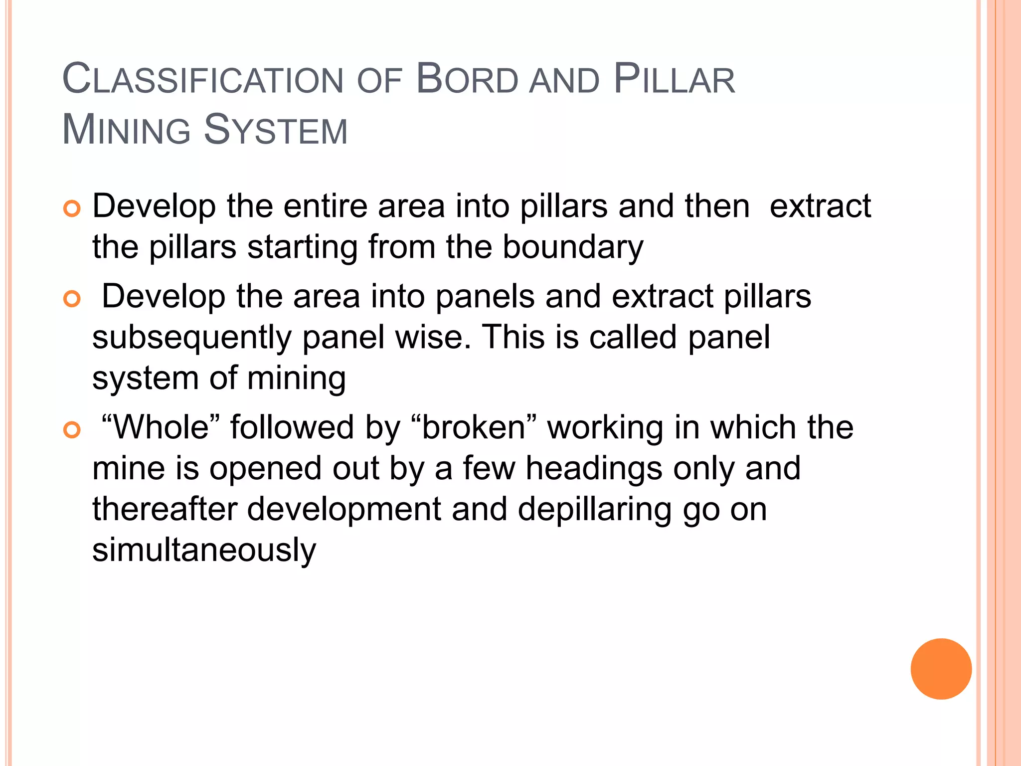 Design of Bord and Pillar method in coal mines | PPTX