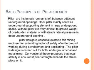 Design of Bord and Pillar method in coal mines | PPTX