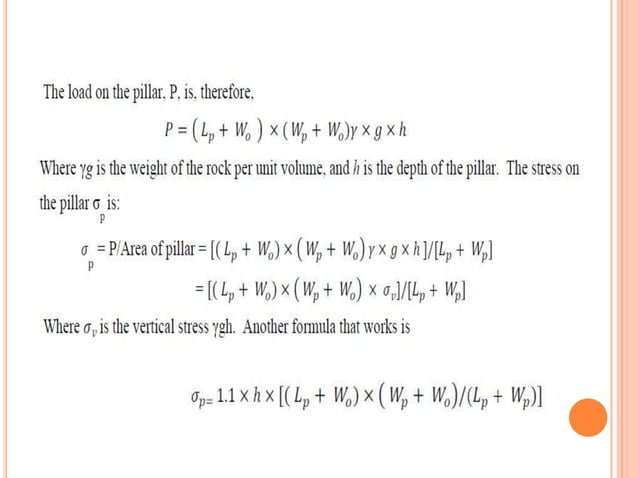 Design of Bord and Pillar method in coal mines | PPTX