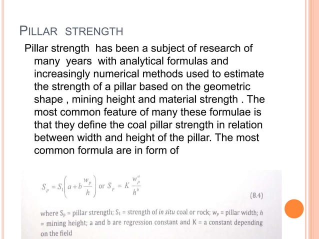 Design of Bord and Pillar method in coal mines | PPTX
