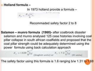 Design of Bord and Pillar method in coal mines | PPTX