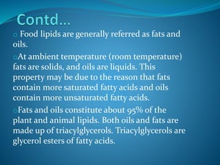 chemistry OF FOODS | PPT
