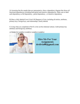 A) Assuming that the sample data are representative- draw a dependency.pdf