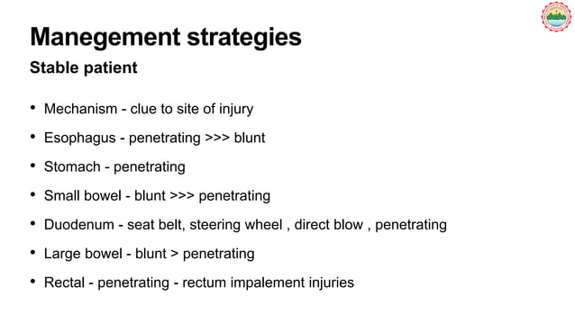 AAST grading - Bowel/Intestinal Injury | PPTX | First Aid | Injuries