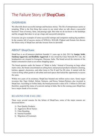 Overview of ShopClues and its failure .pdf