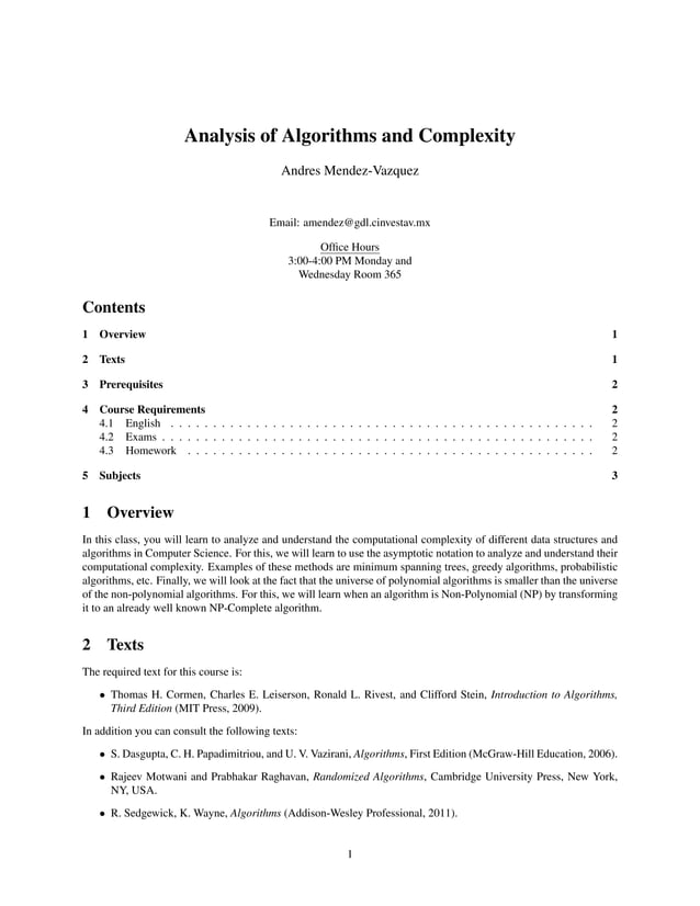 Analysis Of Algorithms Syllabus Pdf Programming Languages Computing