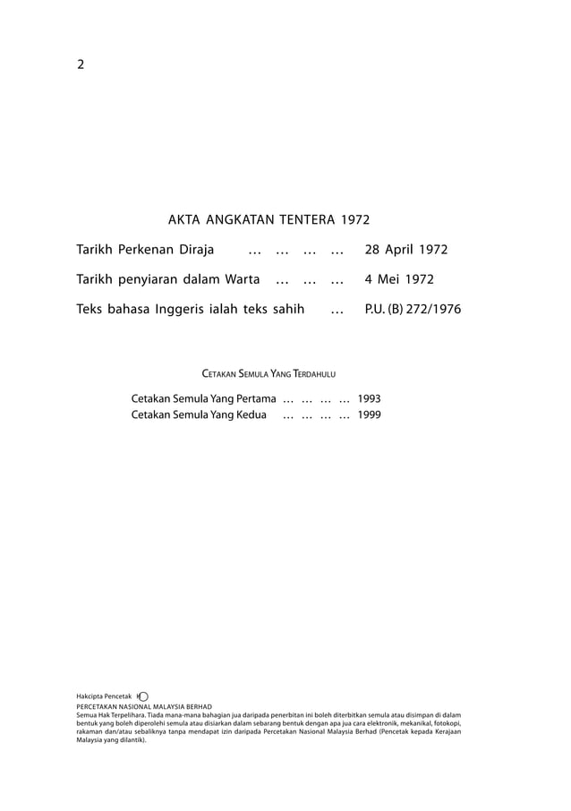 AKTA ANGKATAN TENTERA 1972 | PDF