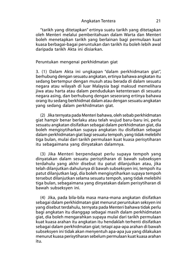 AKTA ANGKATAN TENTERA 1972 | PDF