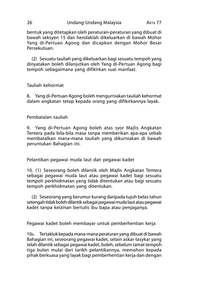 AKTA ANGKATAN TENTERA 1972 | PDF