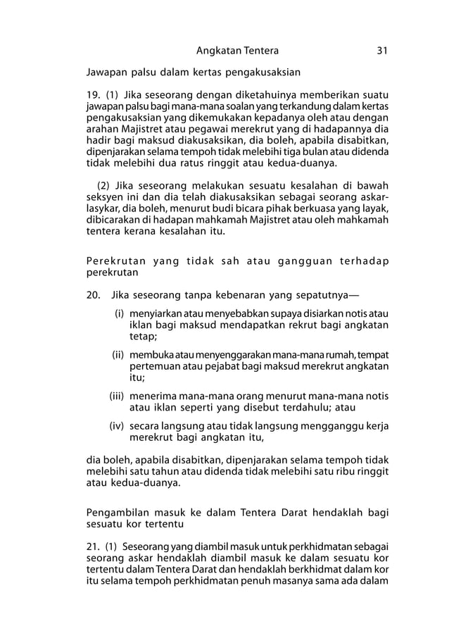 AKTA ANGKATAN TENTERA 1972 | PDF