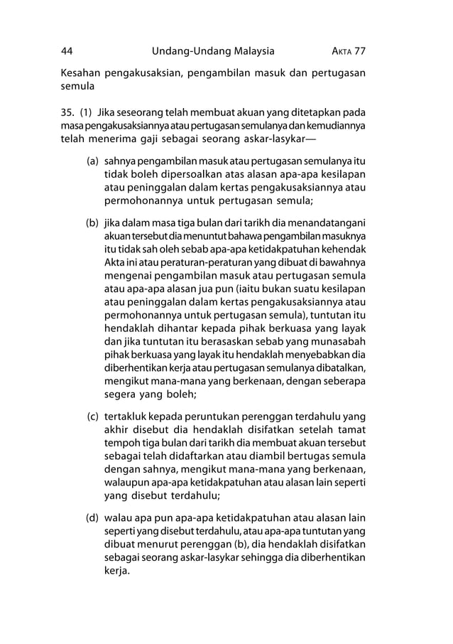 AKTA ANGKATAN TENTERA 1972 | PDF