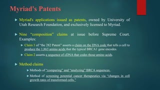 IPR Patentability of gene AMP vs Myriad gene patenting.pptx