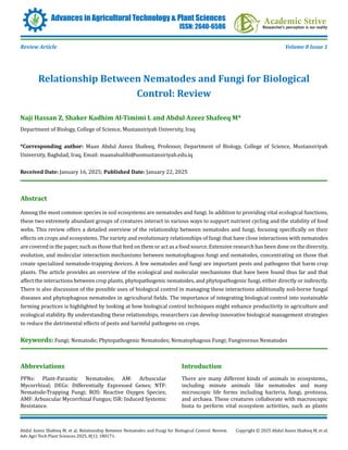 Relationship Between Nematodes and Fungi for Biological Control: Review ...