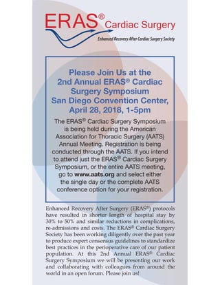 AATS ERAS 2018 Symposium Invitation ~ Special Cardiac Surgery Session ...