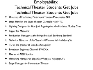 Overview of the Associate of Arts in Technical Theater Program | PPT