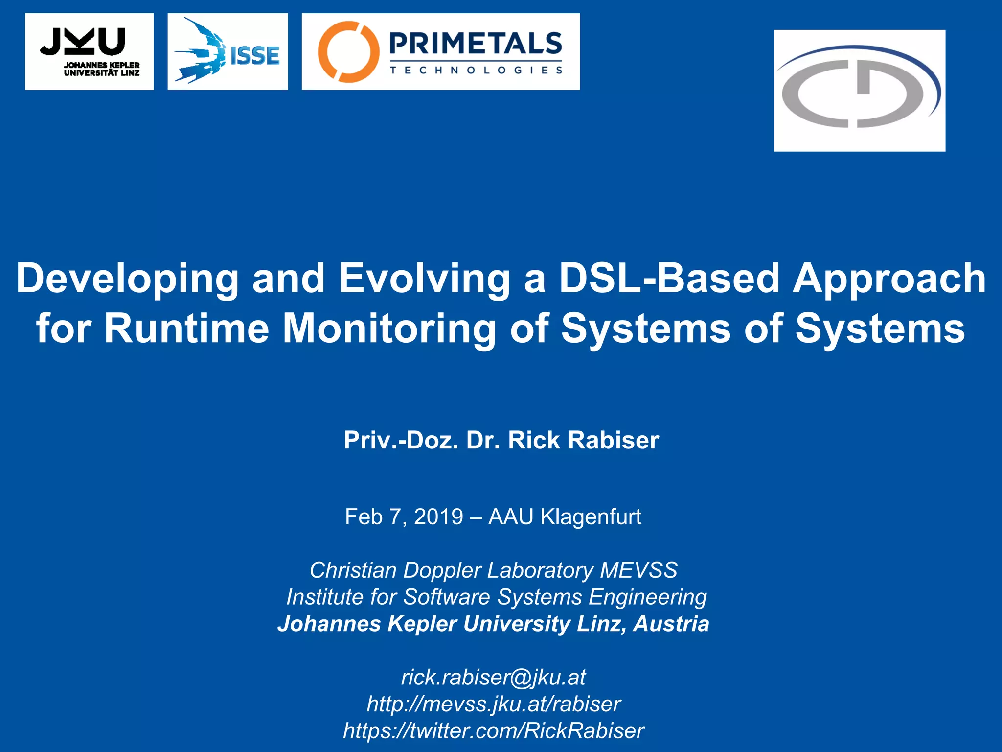 Developing and Evolving a DSL-Based Approach for Runtime Monitoring of Systems of Systems | PPT