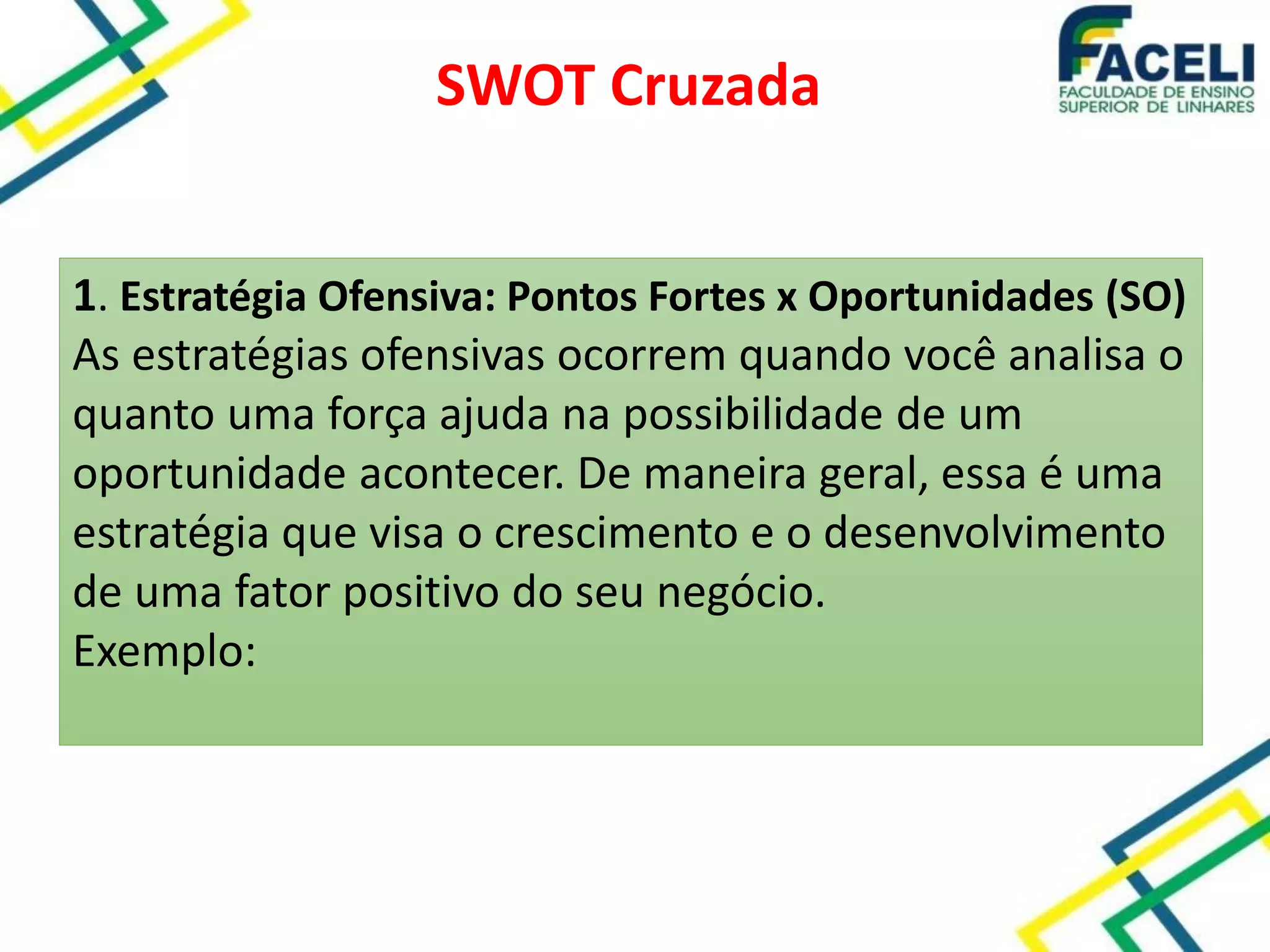 Matriz SWOT e Matriz Swot cruzada | PPT