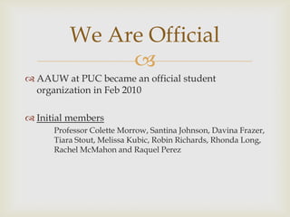 AAUW at Purdue University Calumet | PPT