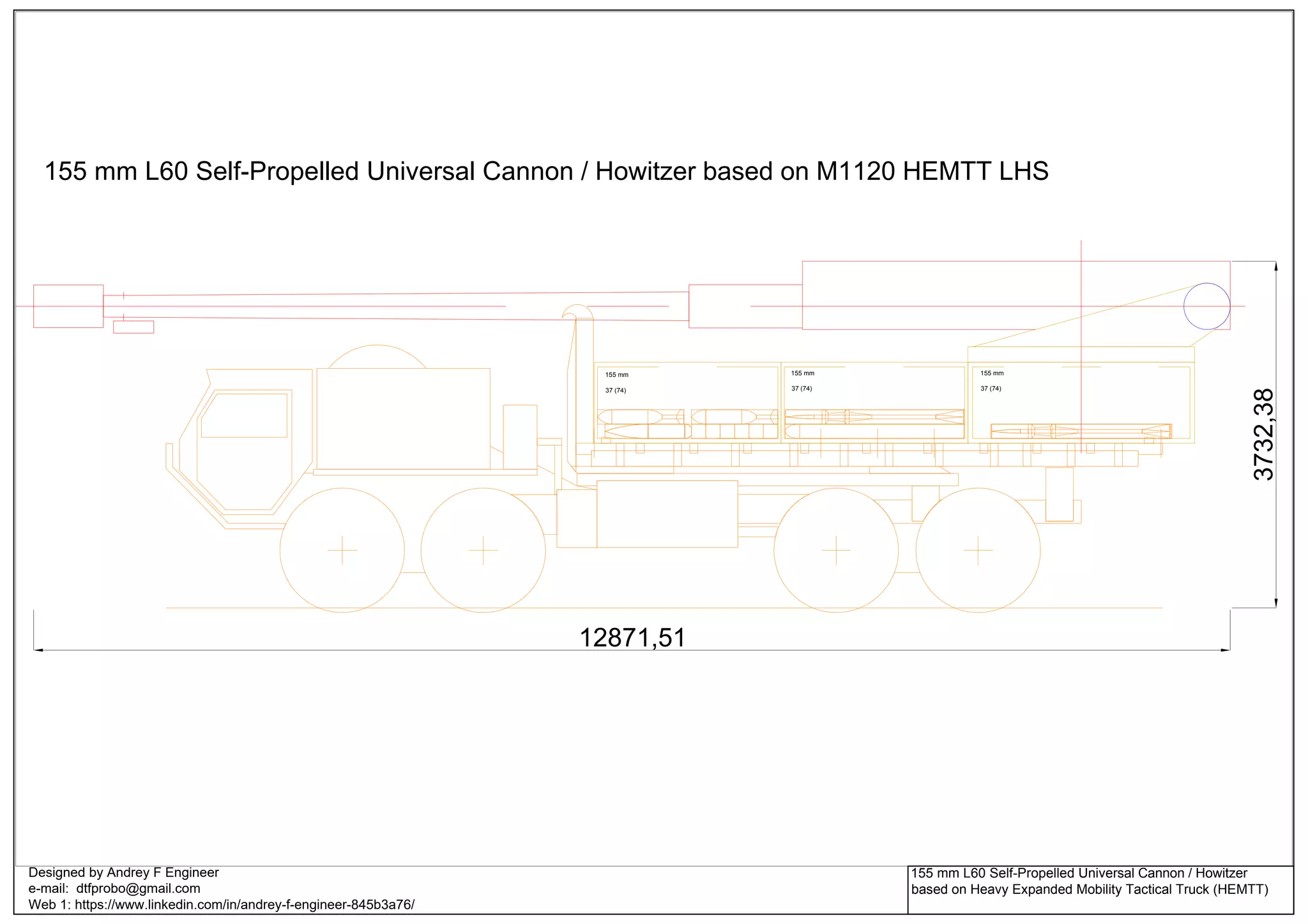 AAV or EFV iteration 2nd 155 mm L60 Self-Propelled Universal Cannon ...