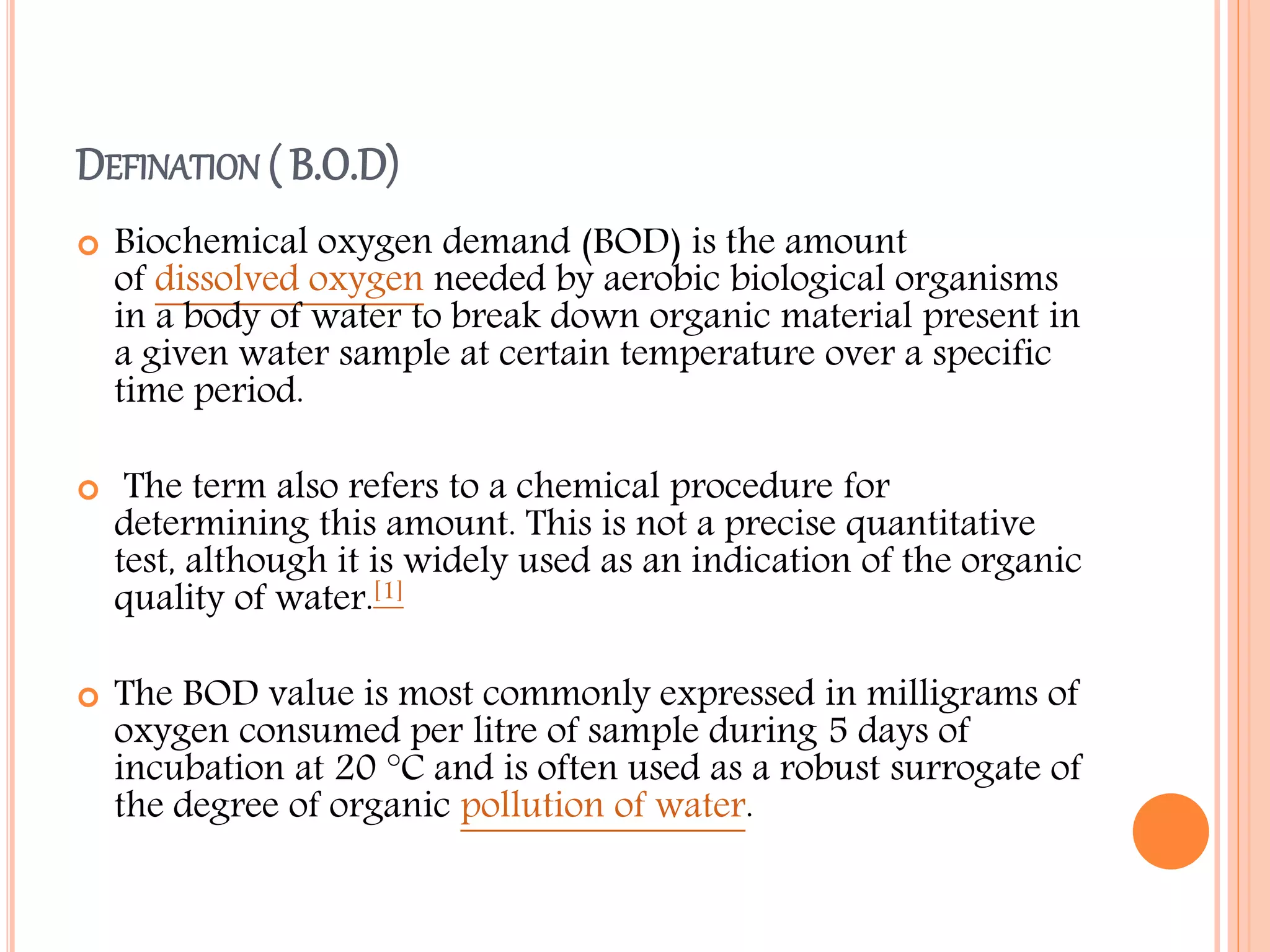 Biochemical oxygen demand (BOD) AND Chemical Oxygen Demand PDF | PPTX