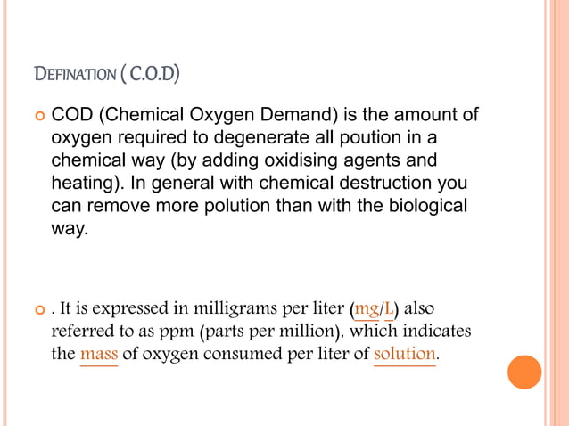 Biochemical oxygen demand (BOD) AND Chemical Oxygen Demand PDF | PPTX