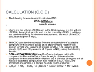 Biochemical oxygen demand (BOD) AND Chemical Oxygen Demand PDF | PPTX