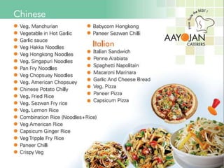 Aayojan Caterers Menu | PPTX