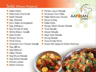 Aayojan Caterers Menu | PPTX