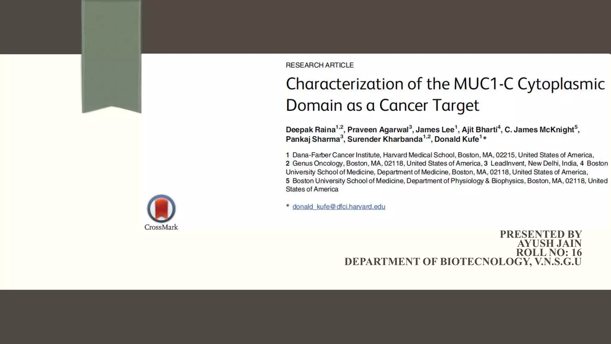 MUC1 domain in cancer | PPTX