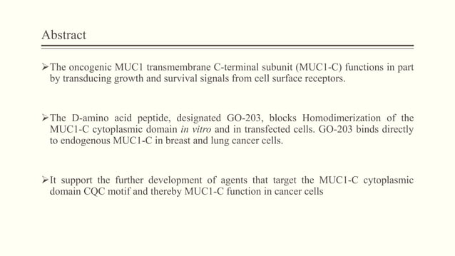 MUC1 domain in cancer | PPTX