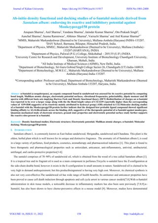 Ab-initio density functional and docking studies of α-Santalol molecule derived from Santalum ...