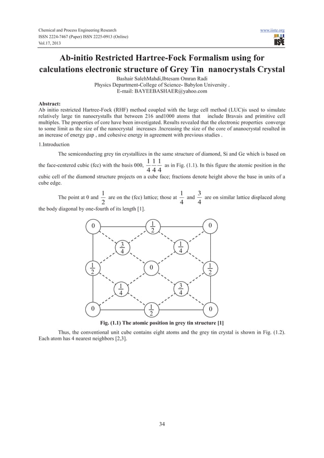 Ab initio restricted hartree-fock formalism using for calculations electronic structure of grey ...