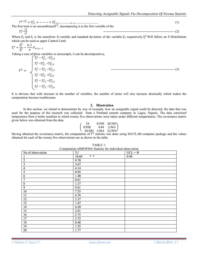 Detecting Assignable Signals Via Decomposition Of Newma Statistic | PDF