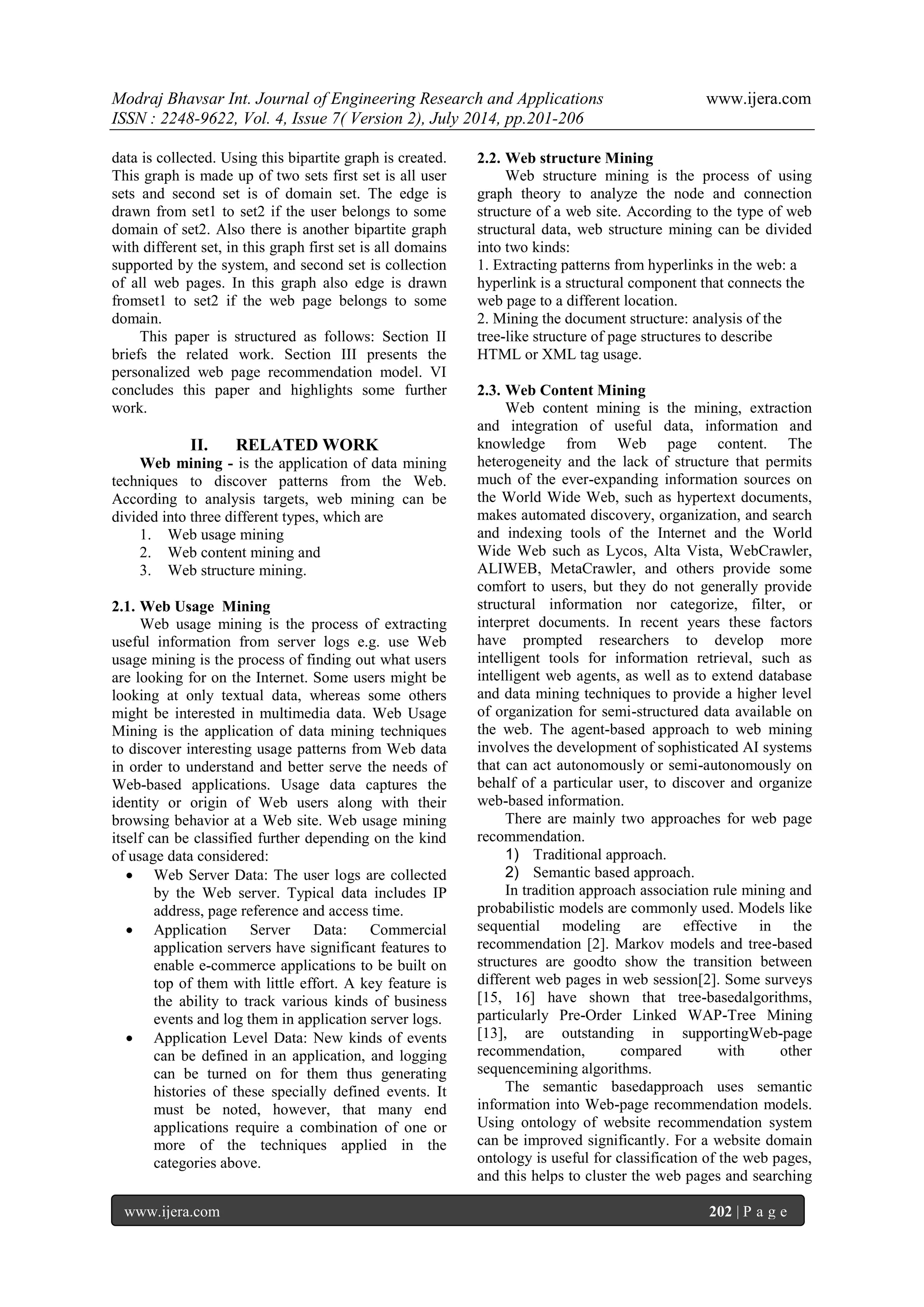 Web Page Recommendation Using Web Mining | PDF