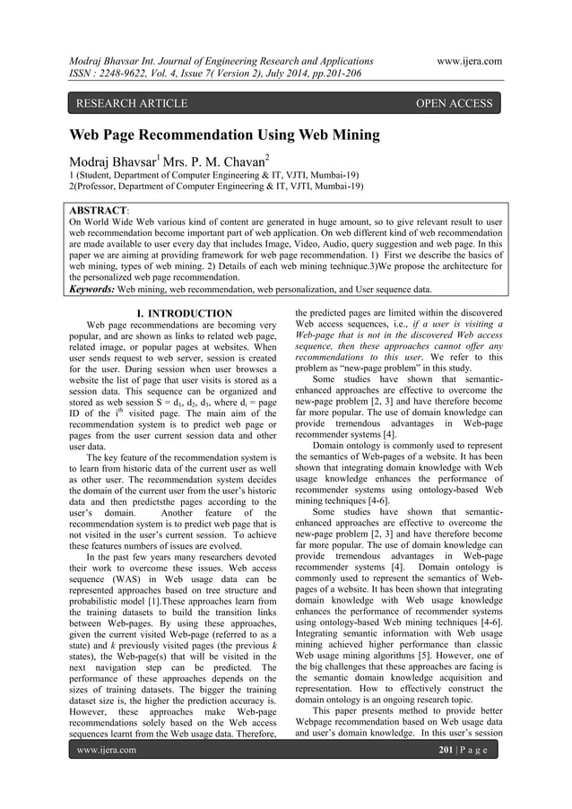 Web Page Recommendation Using Web Mining | PDF