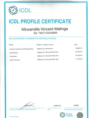 ICDL Certificate | PDF