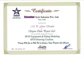 SP3D Training Certificate | PPT