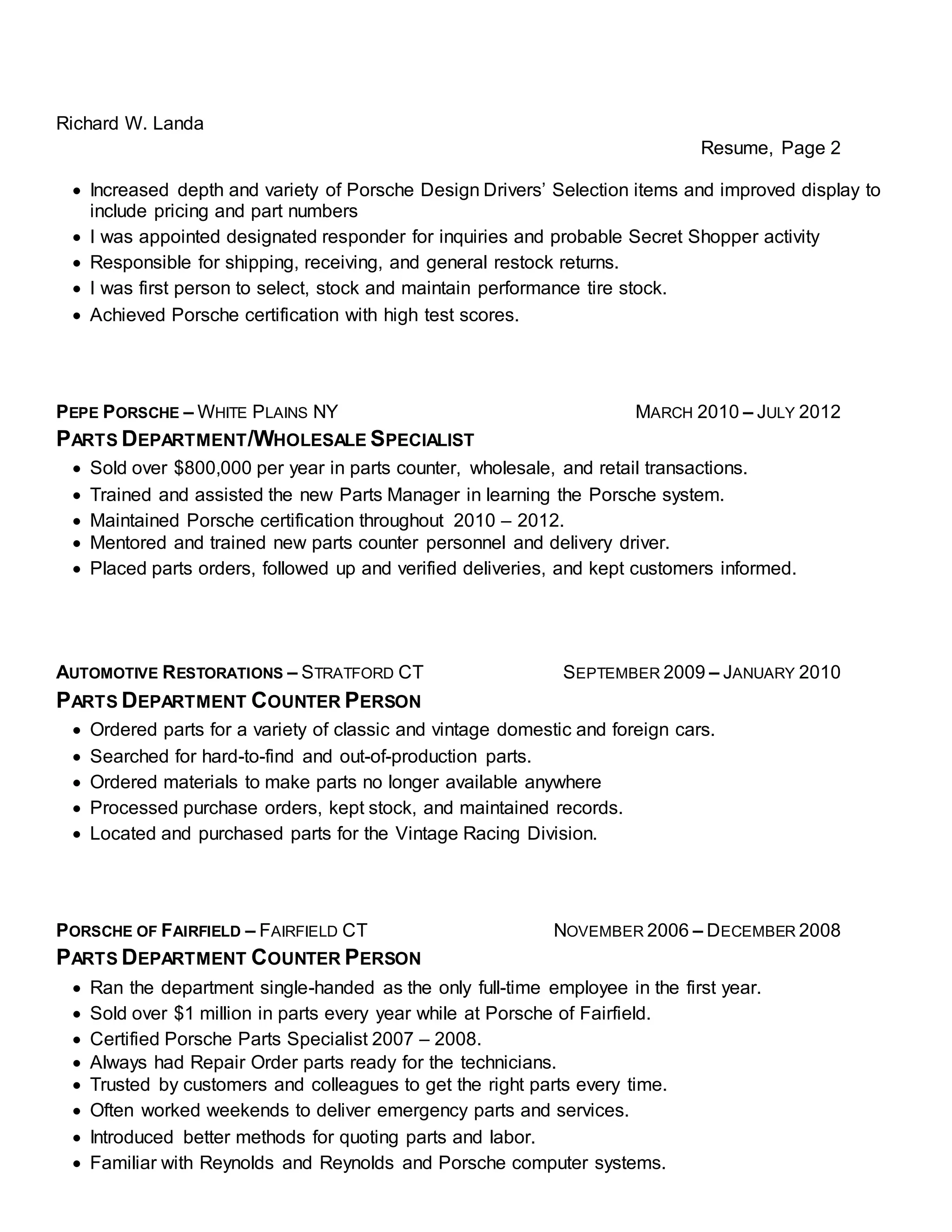 Richard Landa Resume | PDF
